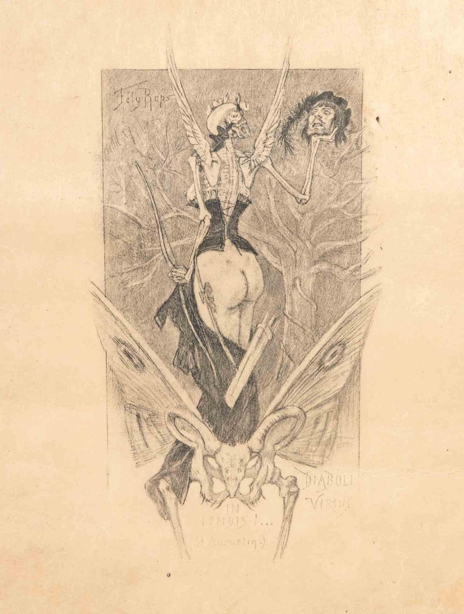 Félicien Rops, The Initiation of Love..., Etching, 1887 for sale at Pamono
