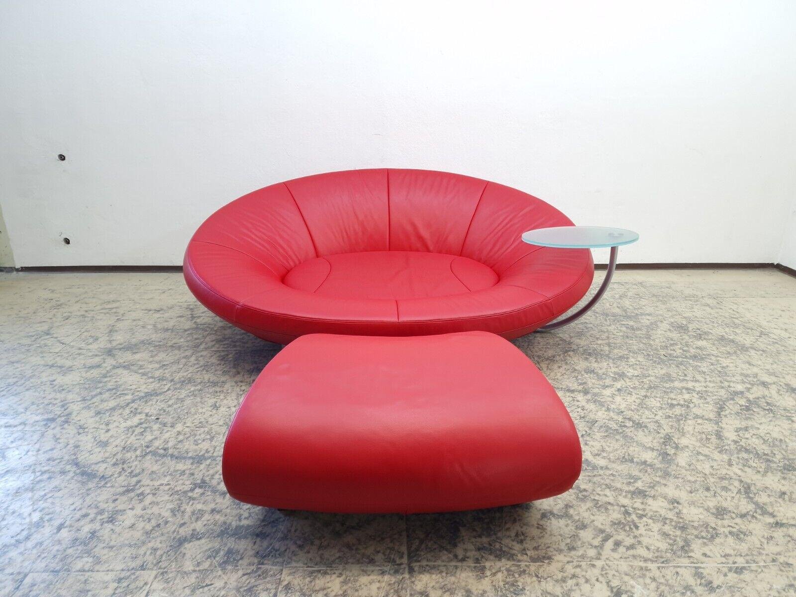 DS 152 Leather Two-Seater Stool & Sofa with Glass Table from de Sede ...