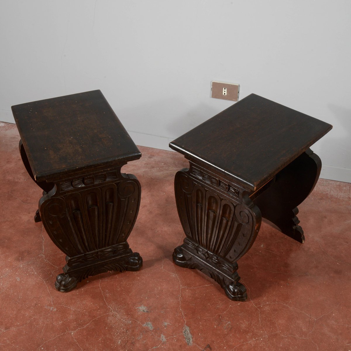 Antique Carved Stools, Set of 2 for sale at Pamono