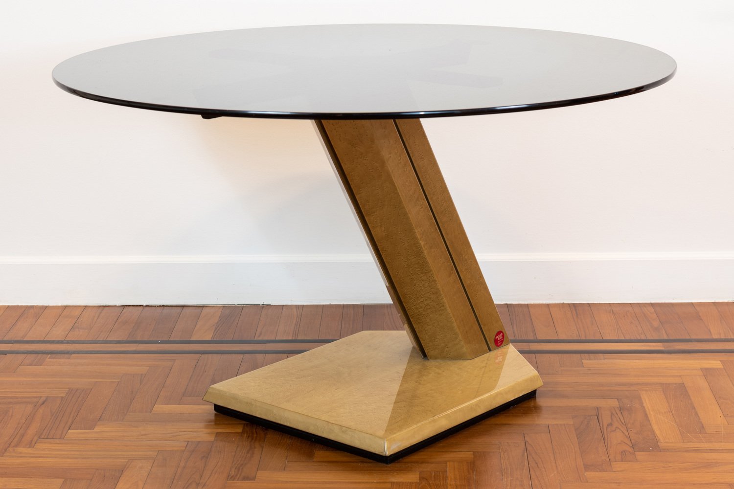 Round Sunny Table in Wood and Smoked Glass by Giovanni Offredi for ...