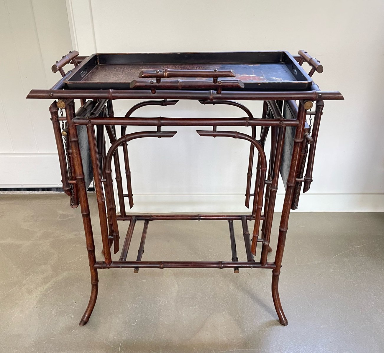 Antique English Bamboo Chinoiserie Side Table, 1920s for sale at Pamono
