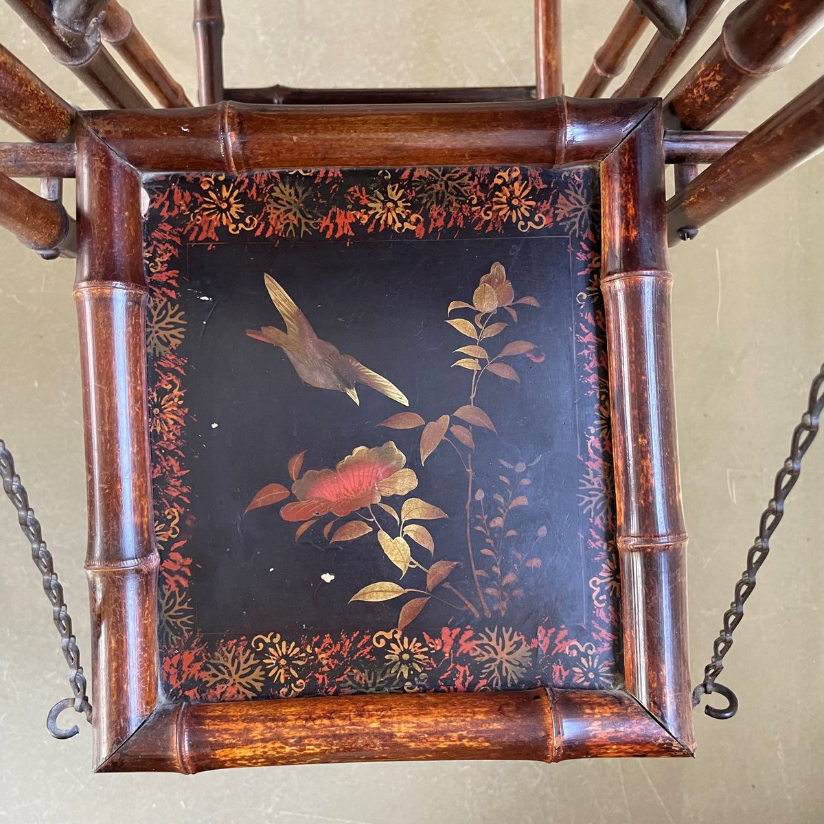 Antique English Bamboo Chinoiserie Side Table, 1920s for sale at Pamono