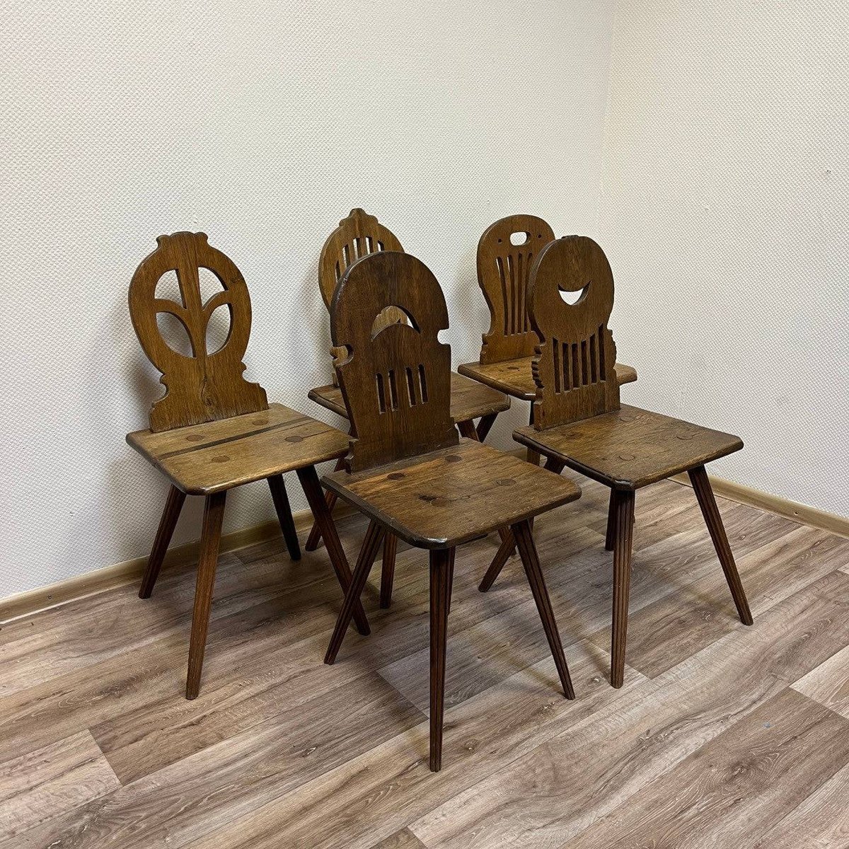 Antique German Farmhouse Chairs, 1800s, Set of 5 for sale at Pamono