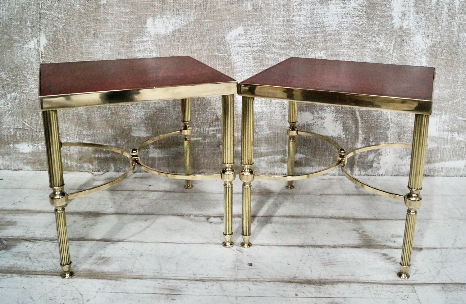 Antique Brass Side Tables, 1900, Set of 2 for sale at Pamono