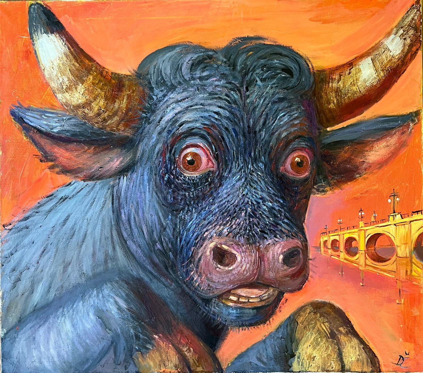 Dagnia Cherevichnika, Portrait of a Bull, 2024, Oil on Canvas for sale ...