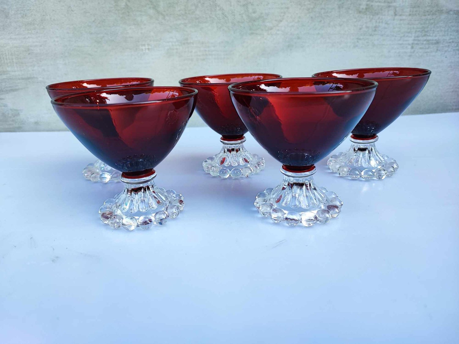 Vintage Empoli Ruby Cups, 1970s, Set of 6 for sale at Pamono