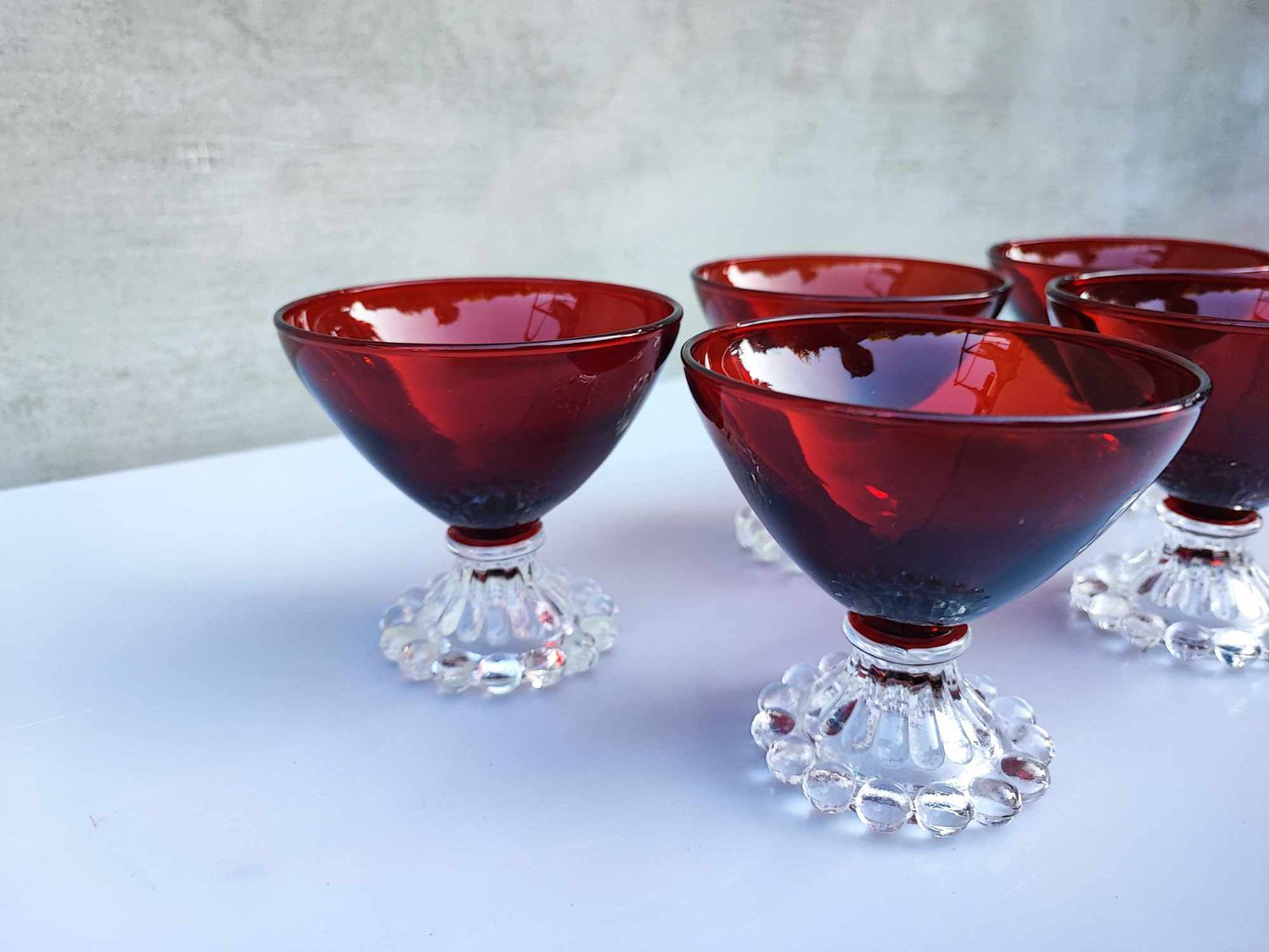 Vintage Empoli Ruby Cups, 1970s, Set of 6 for sale at Pamono