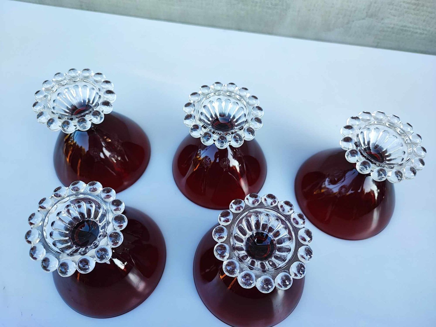 Vintage Empoli Ruby Cups, 1970s, Set of 6 for sale at Pamono
