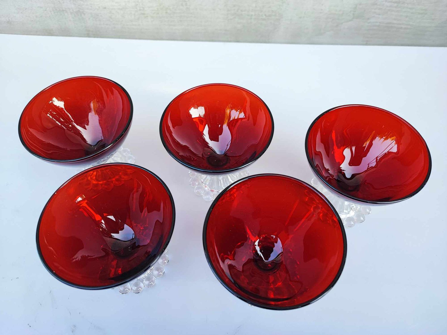 Vintage Empoli Ruby Cups, 1970s, Set of 6 for sale at Pamono