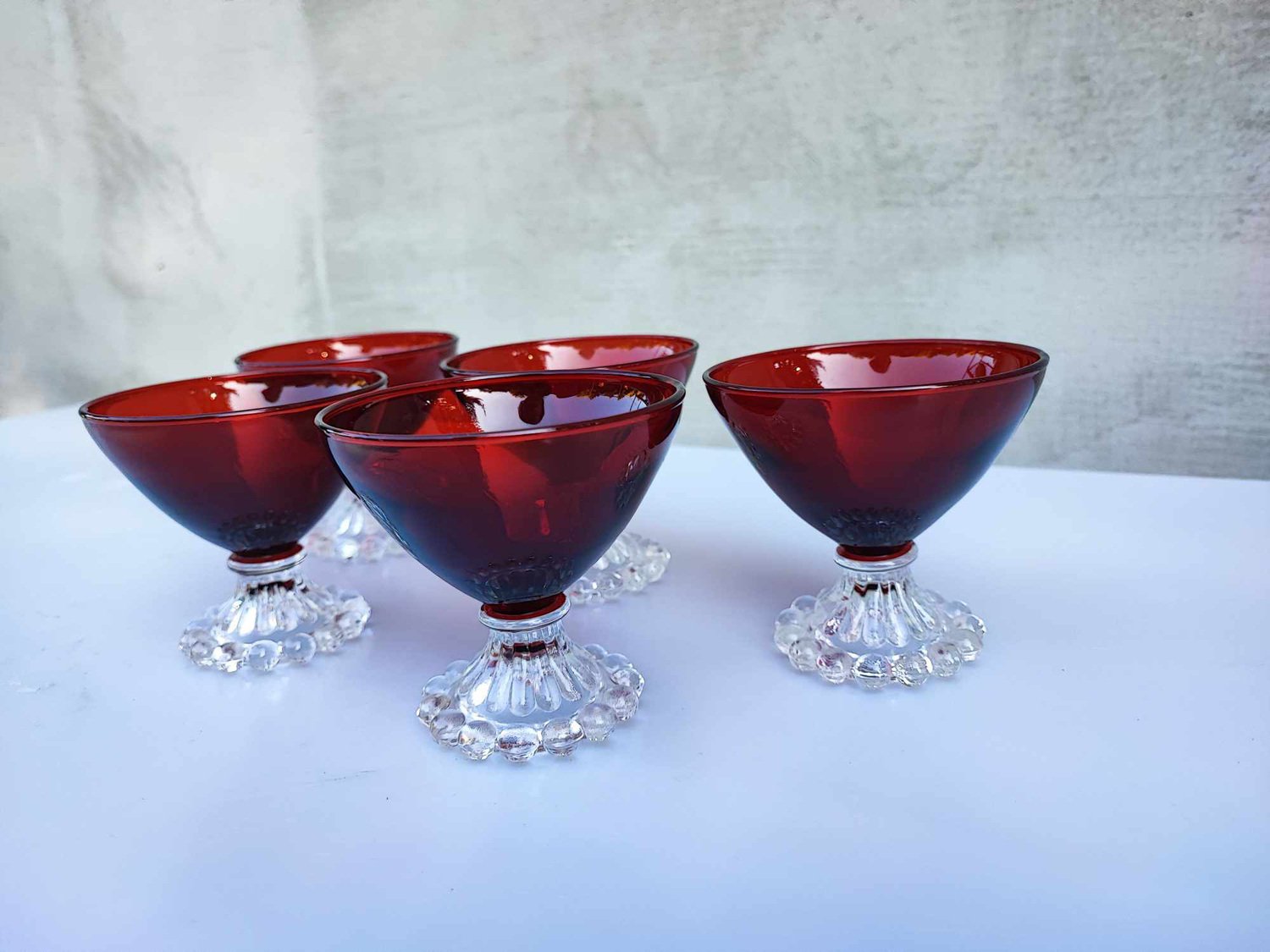 Vintage Empoli Ruby Cups, 1970s, Set of 6 for sale at Pamono