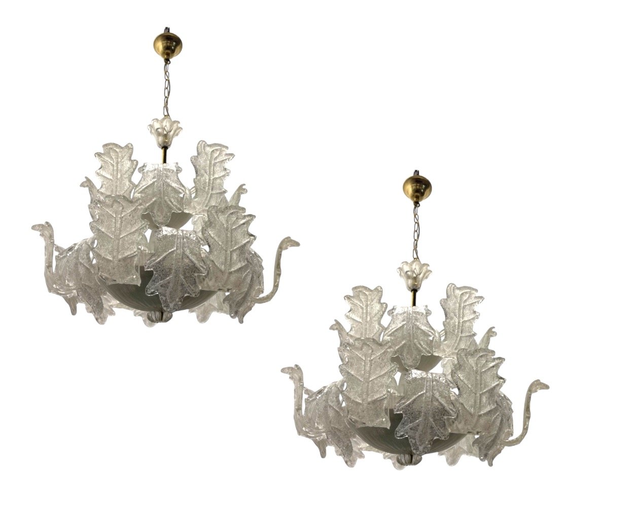 Chandeliers in Murano Frosted Glass from Sylcom Murano Venice, 1960s ...