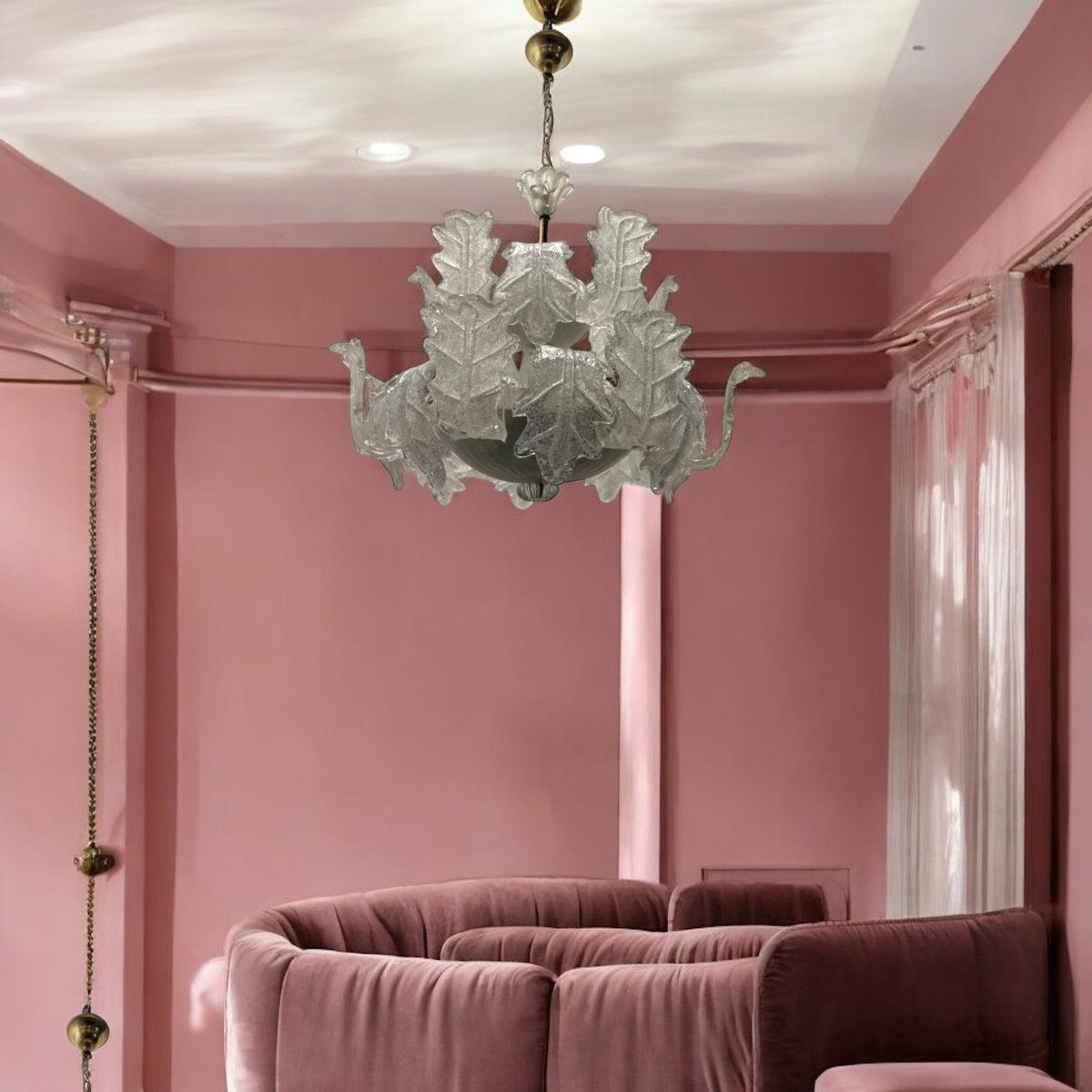 Chandeliers in Murano Frosted Glass from Sylcom Murano Venice, 1960s ...