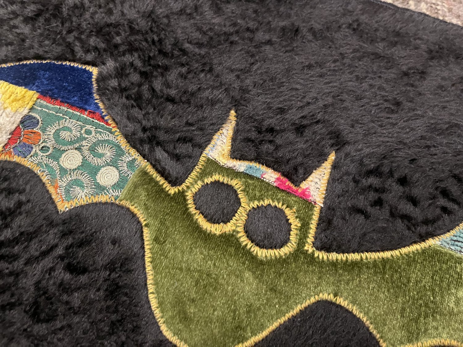 Handmade Flying Bat Silk Wall Hanging, 1980s for sale at Pamono