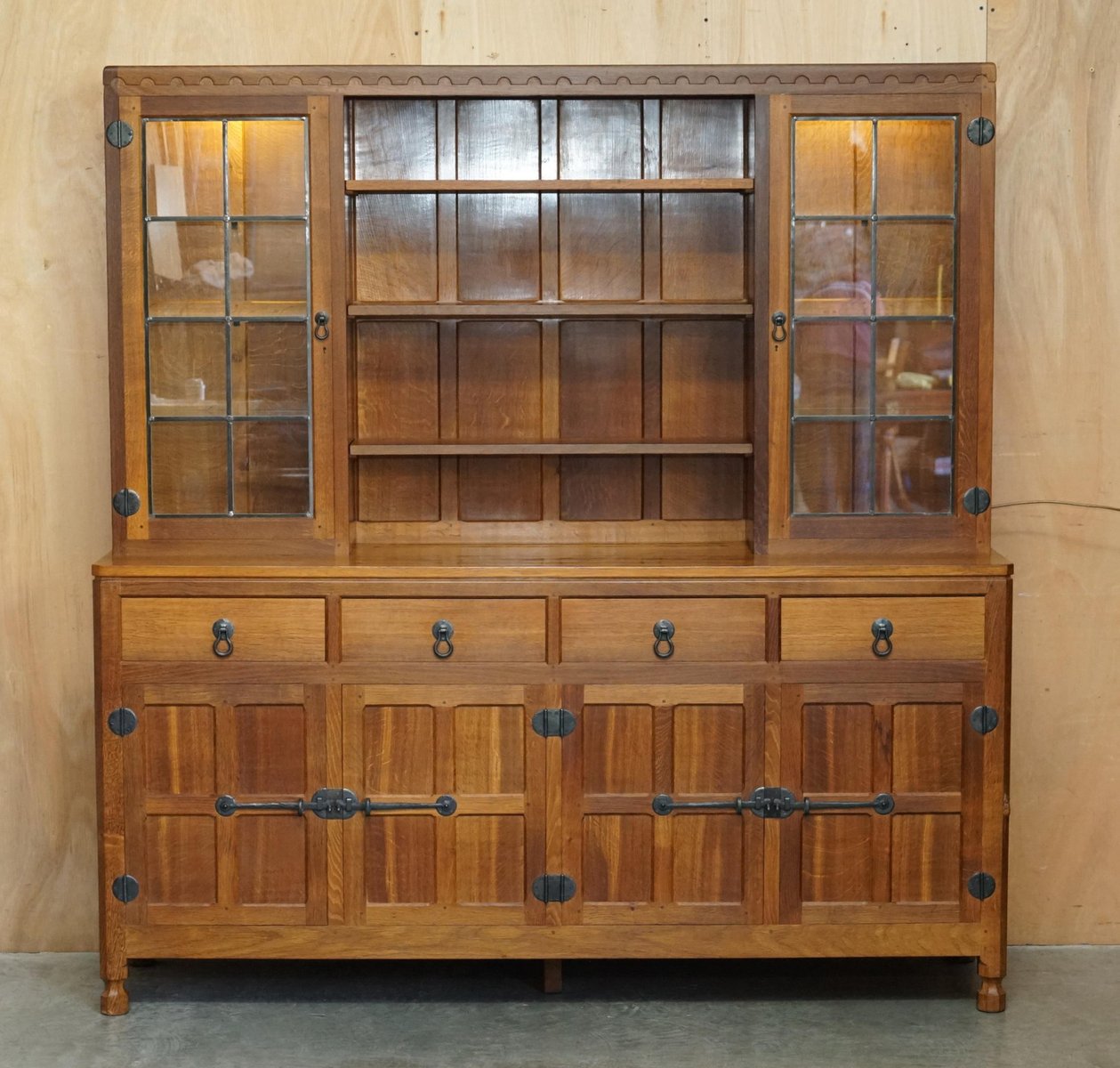 Vintage Oak Display Cabinet by Robert Mouseman Thompson for sale at Pamono