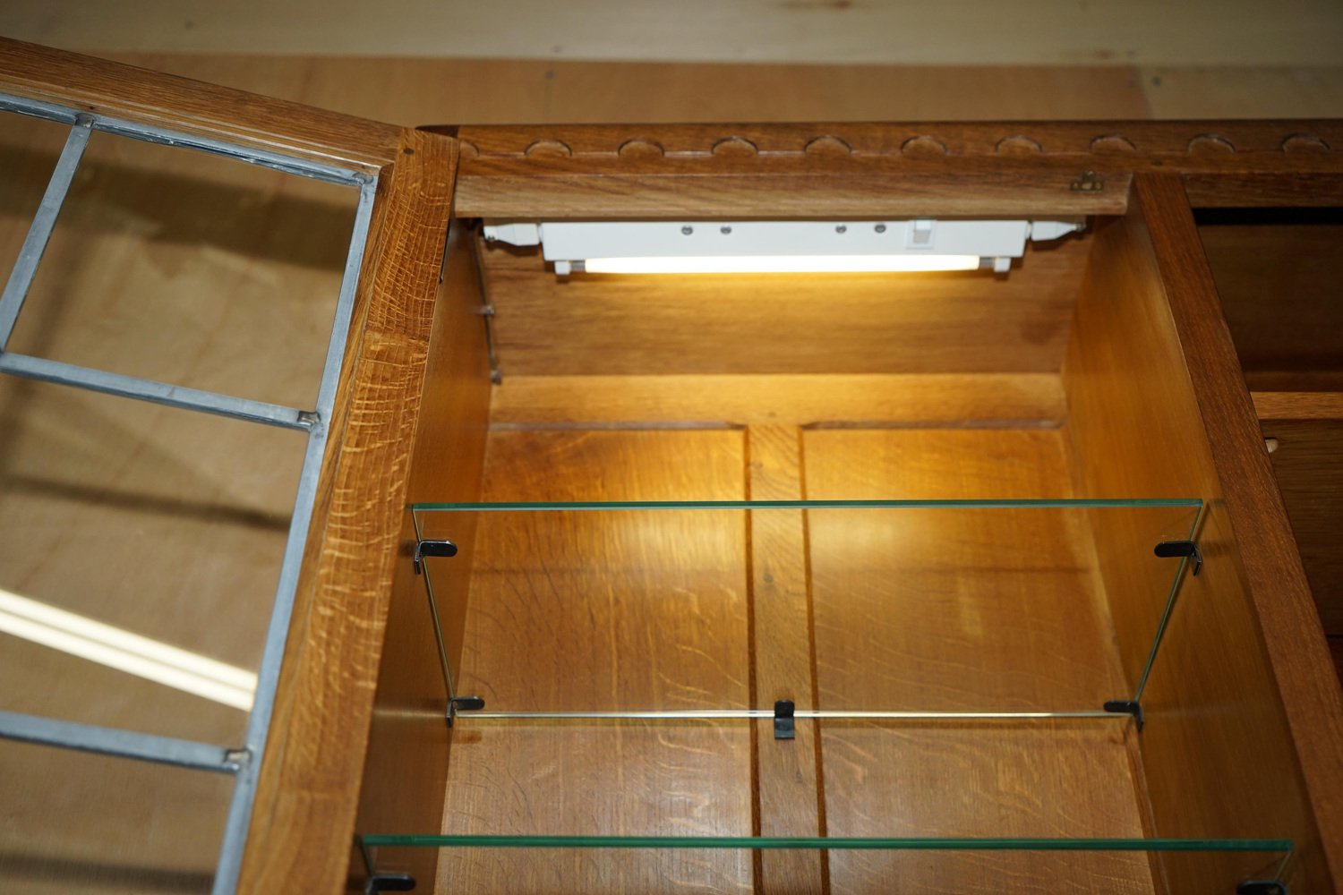 Vintage Oak Display Cabinet by Robert Mouseman Thompson for sale at Pamono