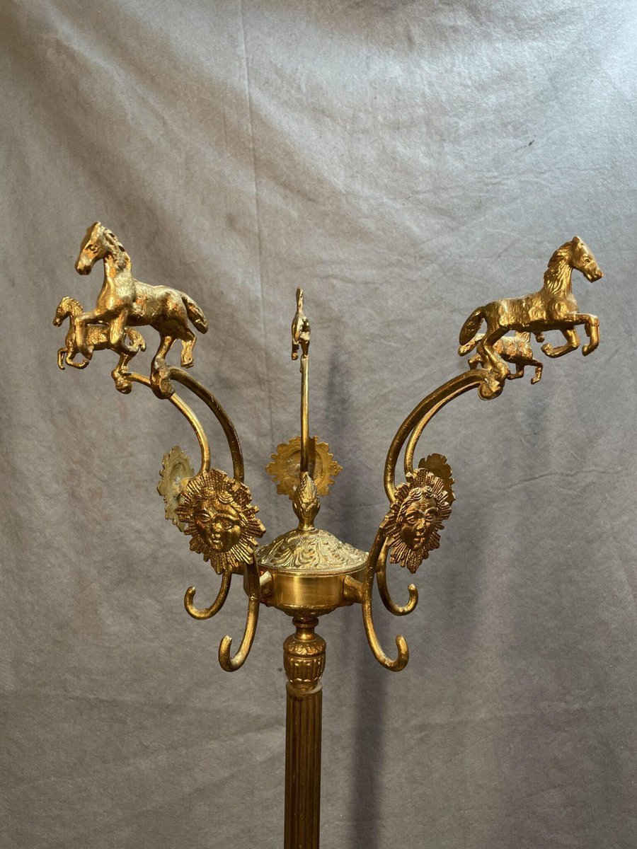 Antique Freestanding Brass Coat Rack with Horse Cast Hangers for sale ...