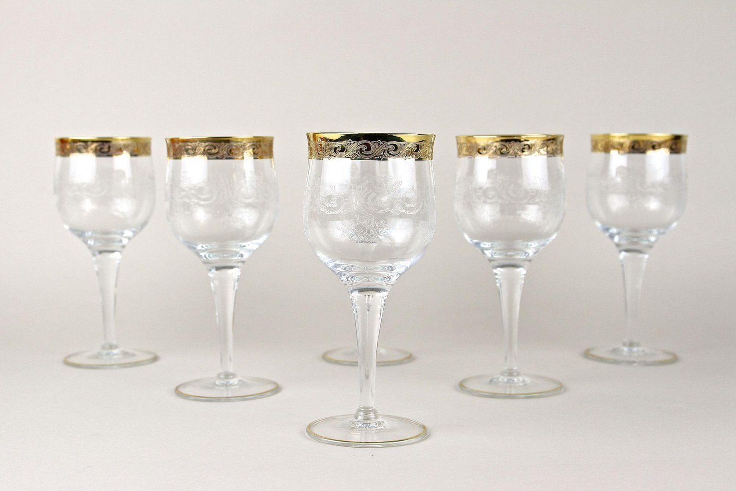 Vintage Murano Wine Glasses with Gold Rim, 1940, Set of 6 for sale at ...