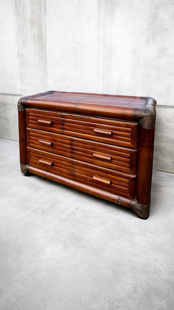 Italian Bamboo and Rattan Commode for sale at Pamono