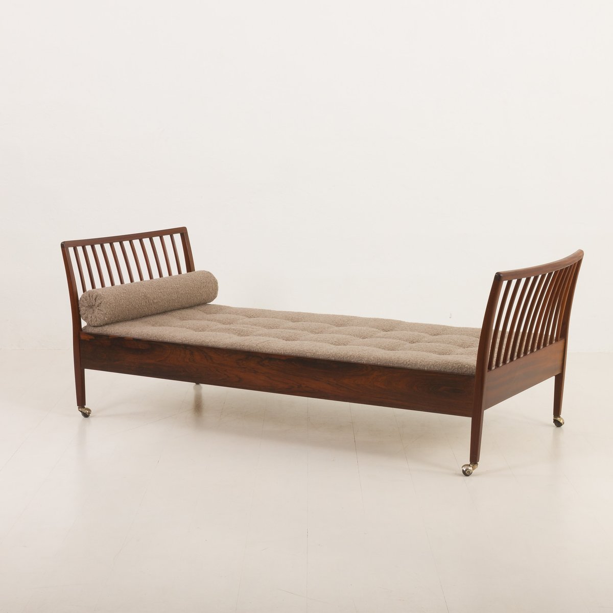 Mid-Century Scandinavian Modern Daybed in Rosewood and Boucle Fabric ...