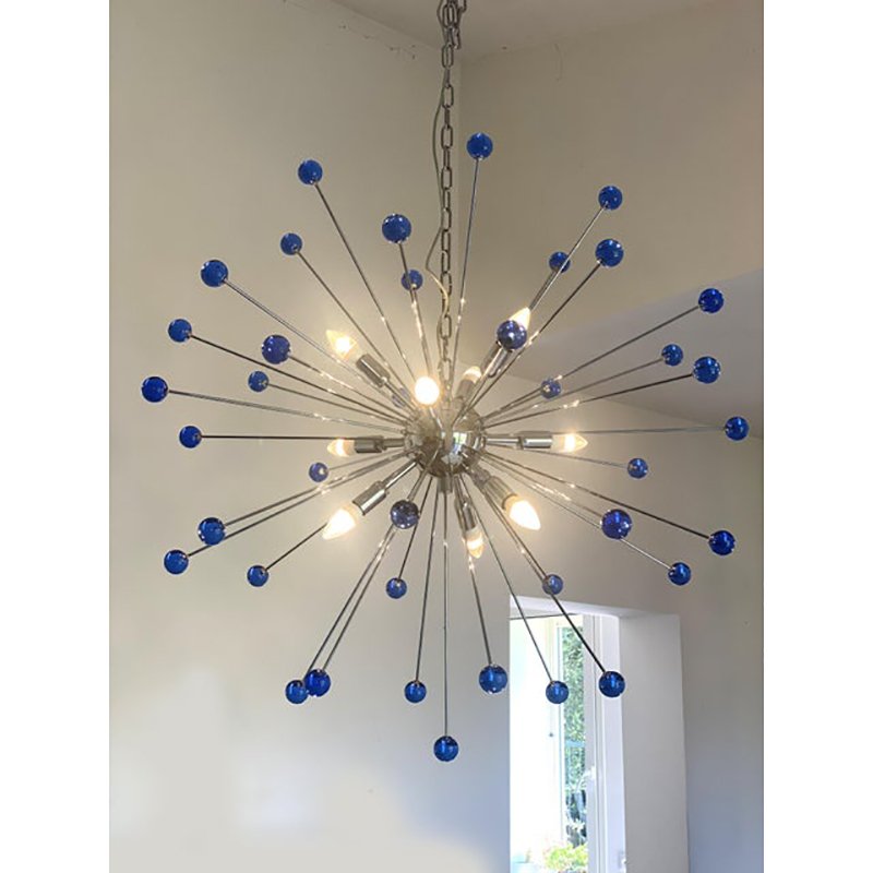 Blue Star Murano Glass Sputnik Chandelier by Simoeng for sale at Pamono