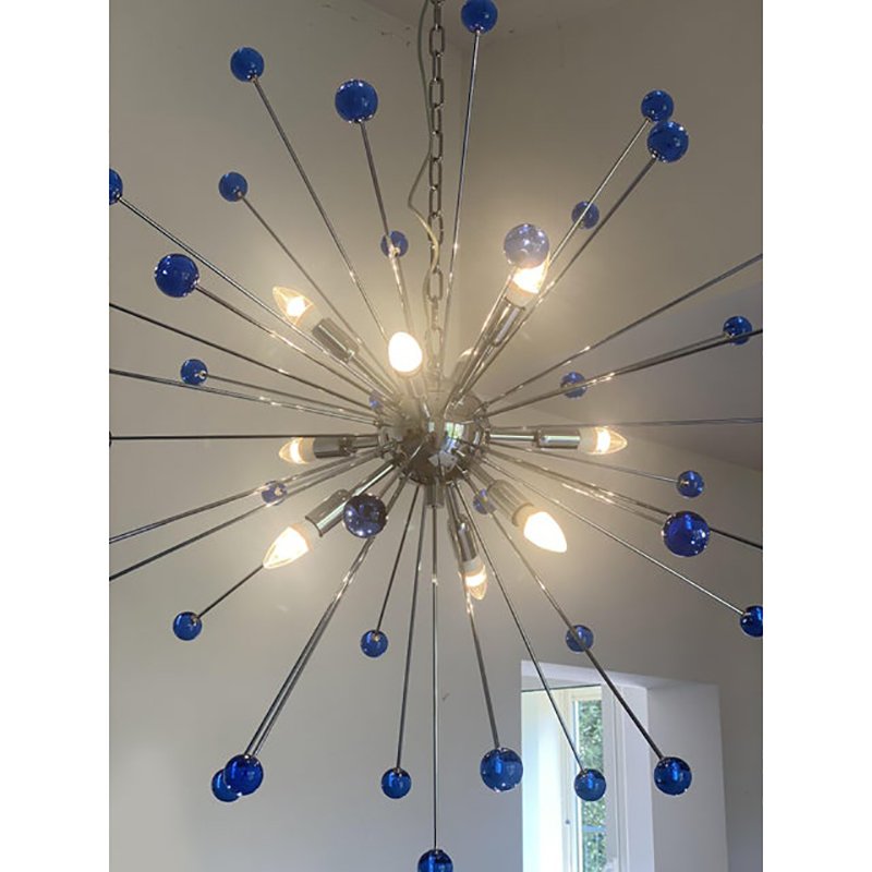 Blue Star Murano Glass Sputnik Chandelier by Simoeng for sale at Pamono