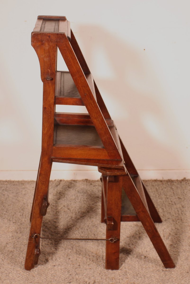 Antique Wooden Library Stepladder for sale at Pamono