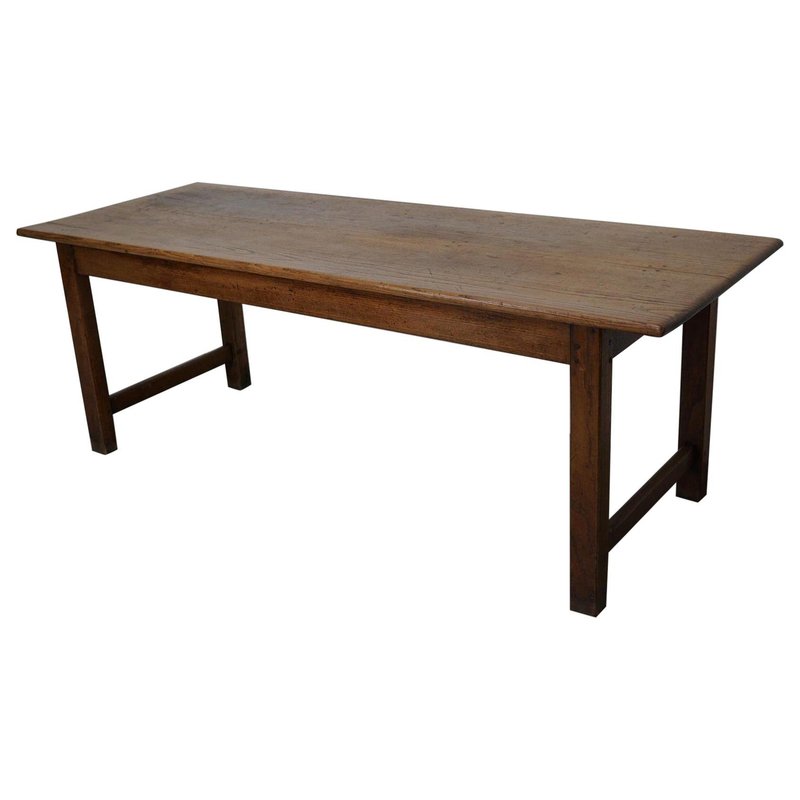 Large 19th Century Rustic French Elm & Oak Farmhouse Dining Table for ...