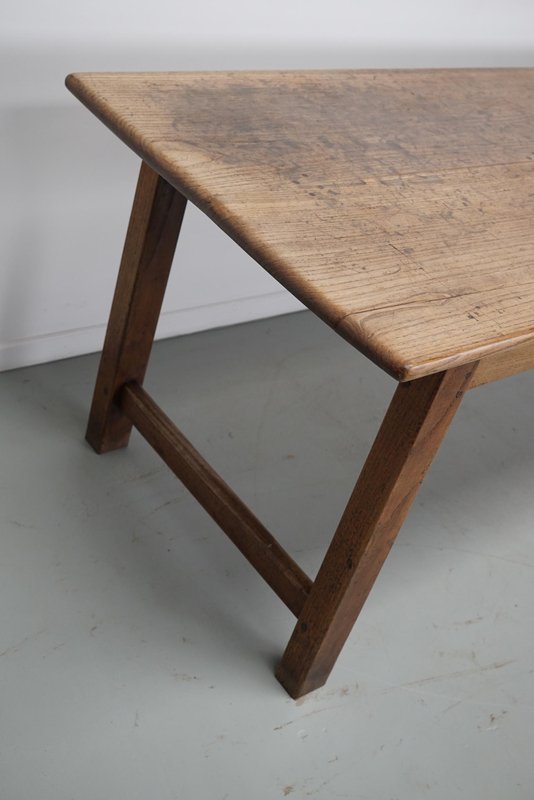 Large 19th Century Rustic French Elm & Oak Farmhouse Dining Table for ...