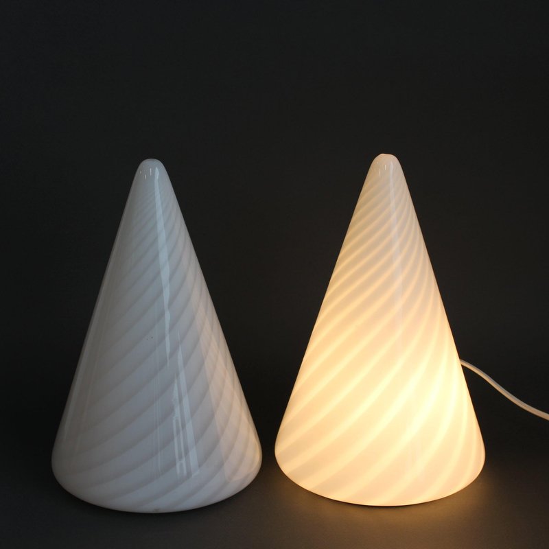 Blown Murano Glass Conical Table Lamps, 1960s, Set of 2 for sale at Pamono