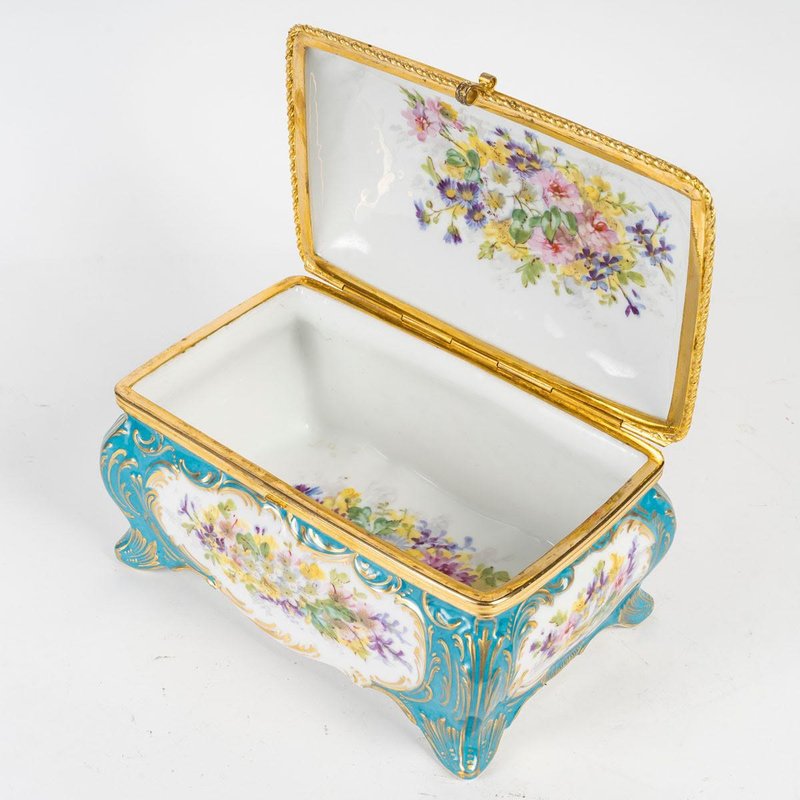 Sèvres Porcelain Box with Gilt Brass Mounting, 19th Century for sale at ...