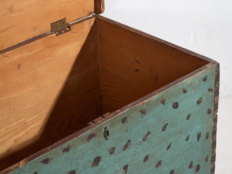 Vintage Mint Green Storage Trunk, 1920 for sale at Pamono