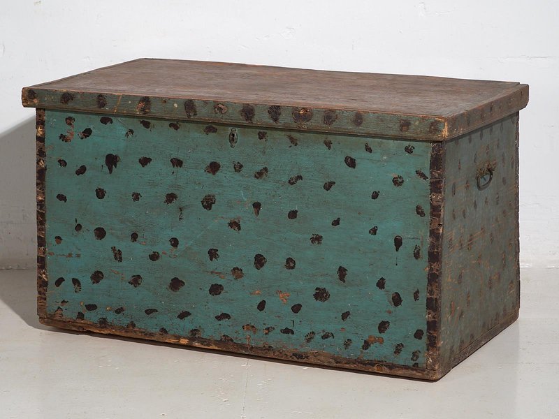 Vintage Mint Green Storage Trunk, 1920 for sale at Pamono