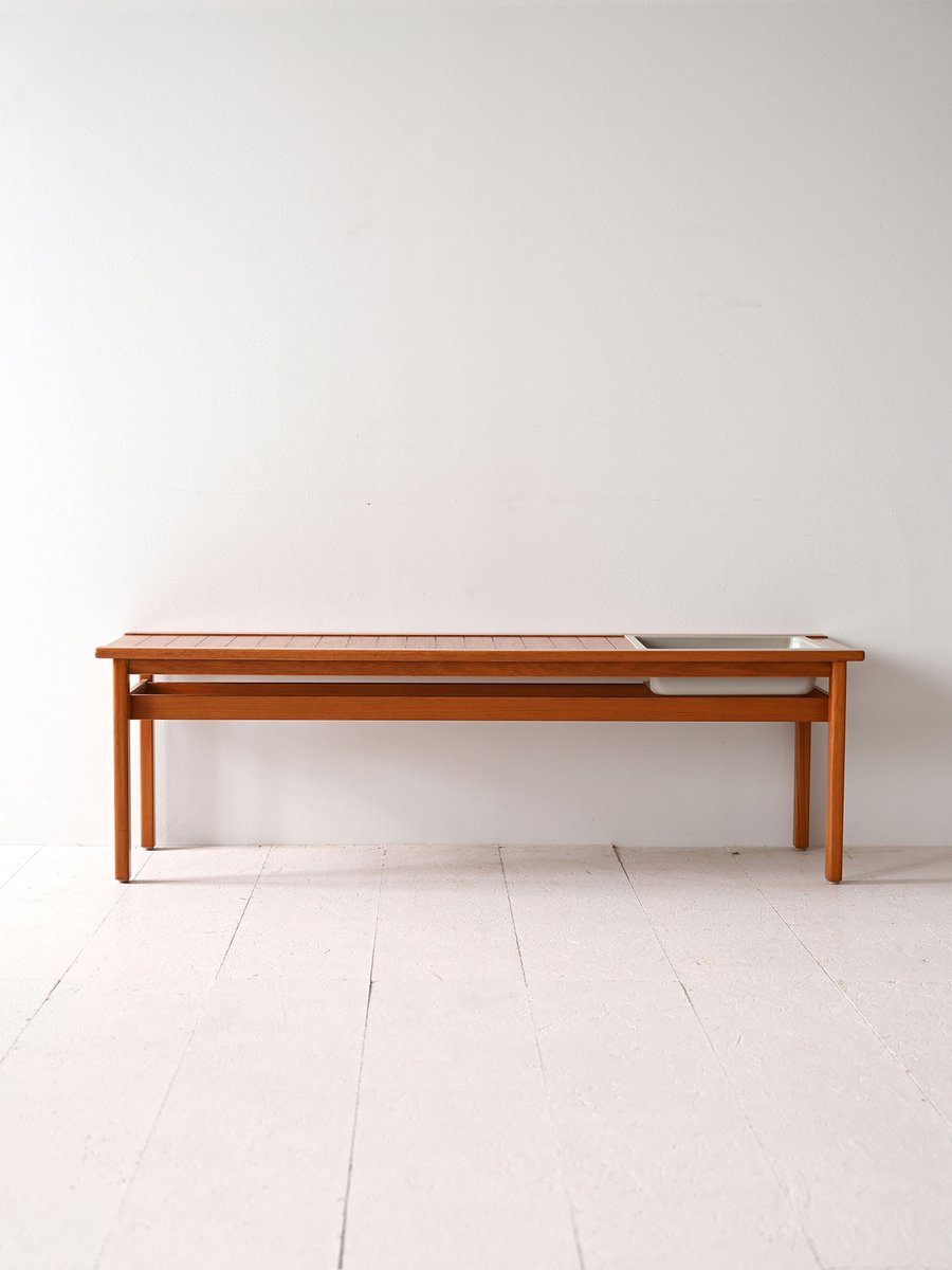 Teak Bench with Integrated Planter, 1960s for sale at Pamono