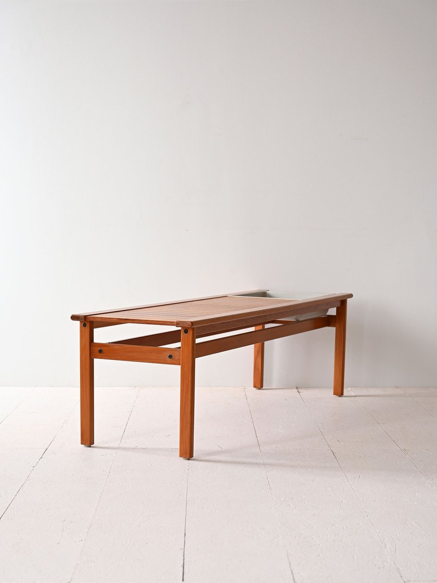 Teak Bench with Integrated Planter, 1960s for sale at Pamono