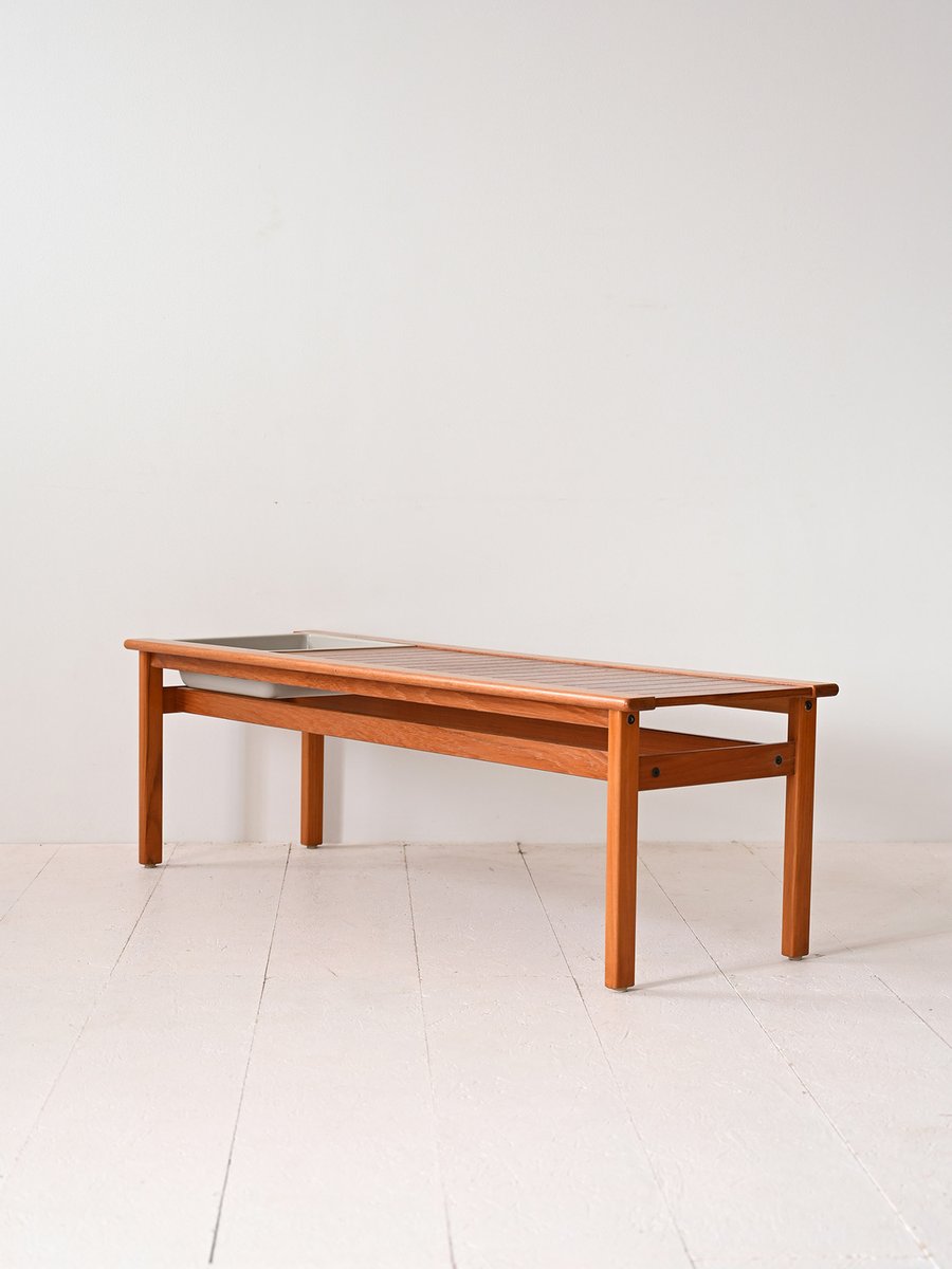 Teak Bench with Integrated Planter, 1960s for sale at Pamono