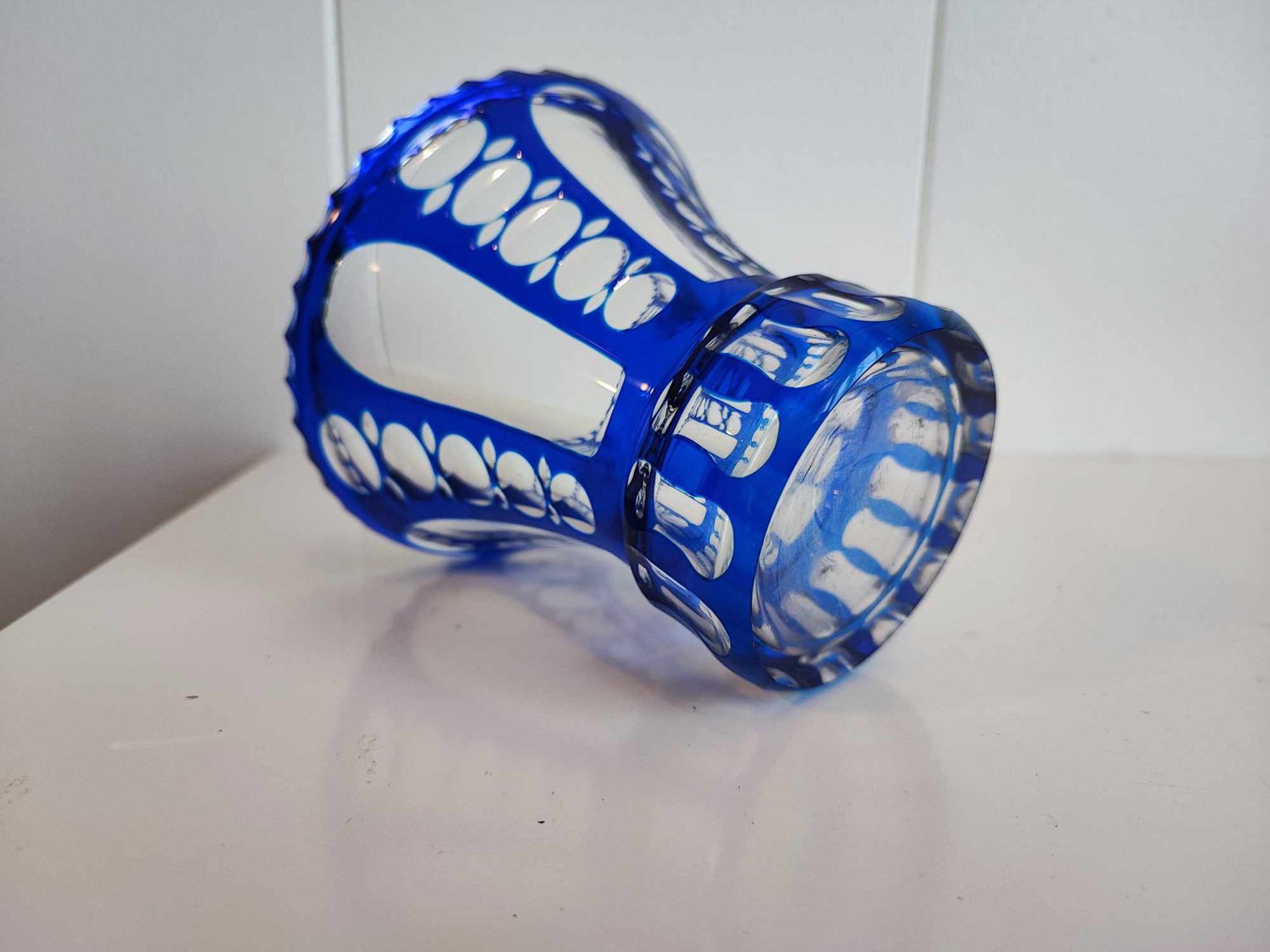 Pre-War Cobalt Crystal Vase, 1920s for sale at Pamono