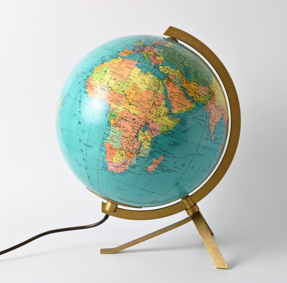 Vintage German Illuminated World Globe from JRO, 1970s for sale at Pamono