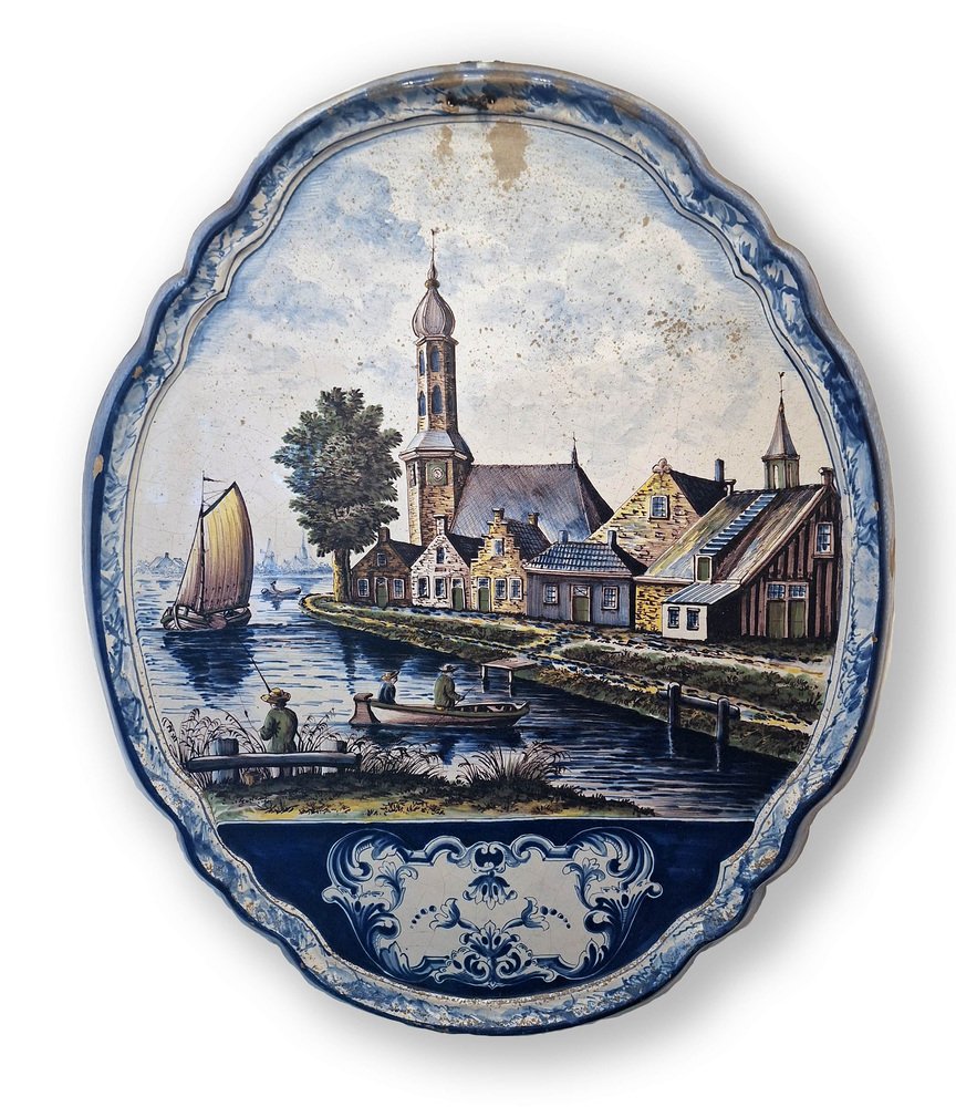 Porcelain Wall Plaques with Canal Scenes from Royal Delft, Set of 2 for ...