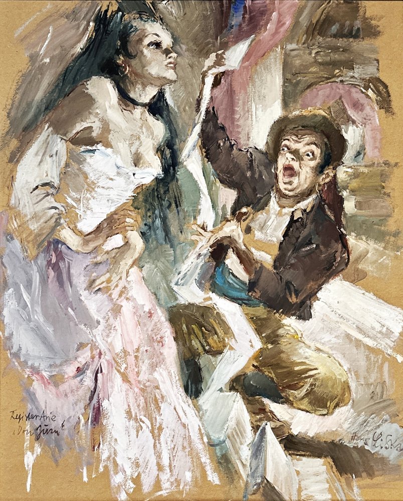 Hans Liska, Don Giovanni, Signed, Vienna, Salzburg, Gouache for sale at ...