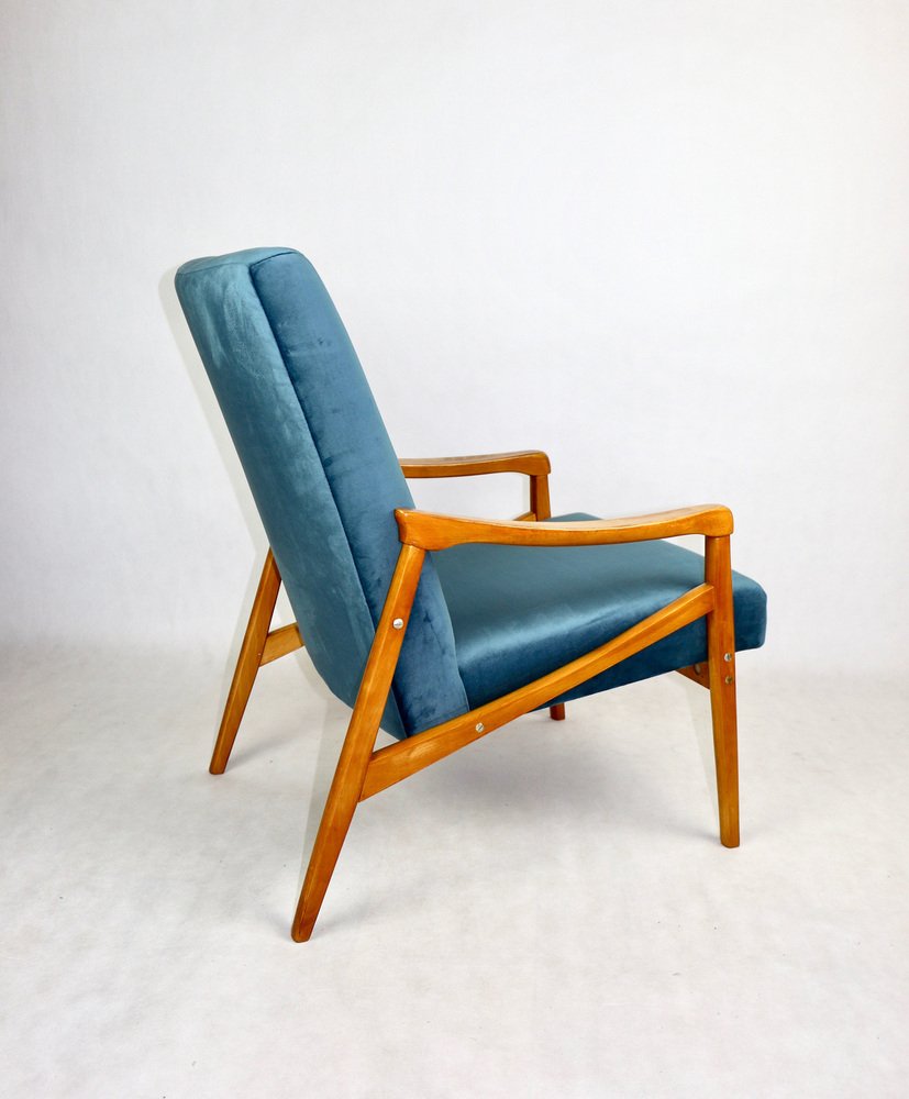 Czech Model Armchair in Ocean Blue attributed to Jiri Jiroutek, 1970s ...