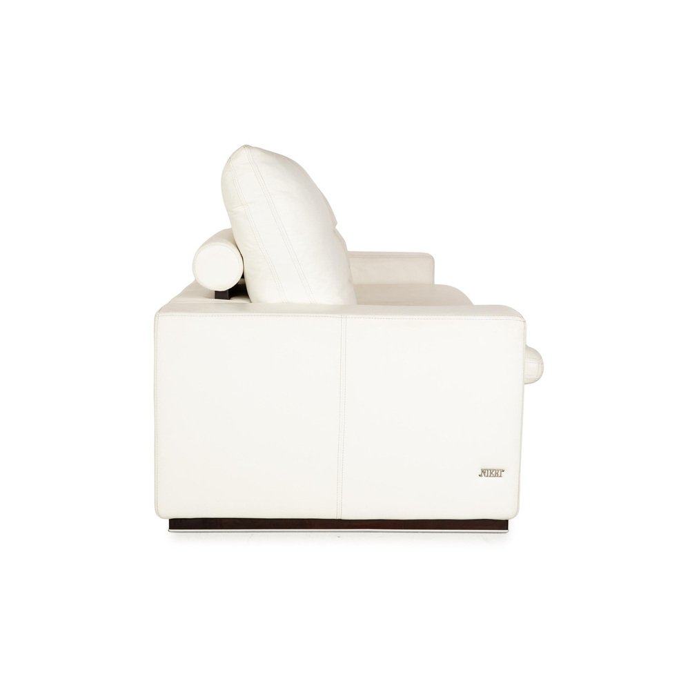 Leather Three-Seater Cream White Sofa from Nieri for sale at Pamono
