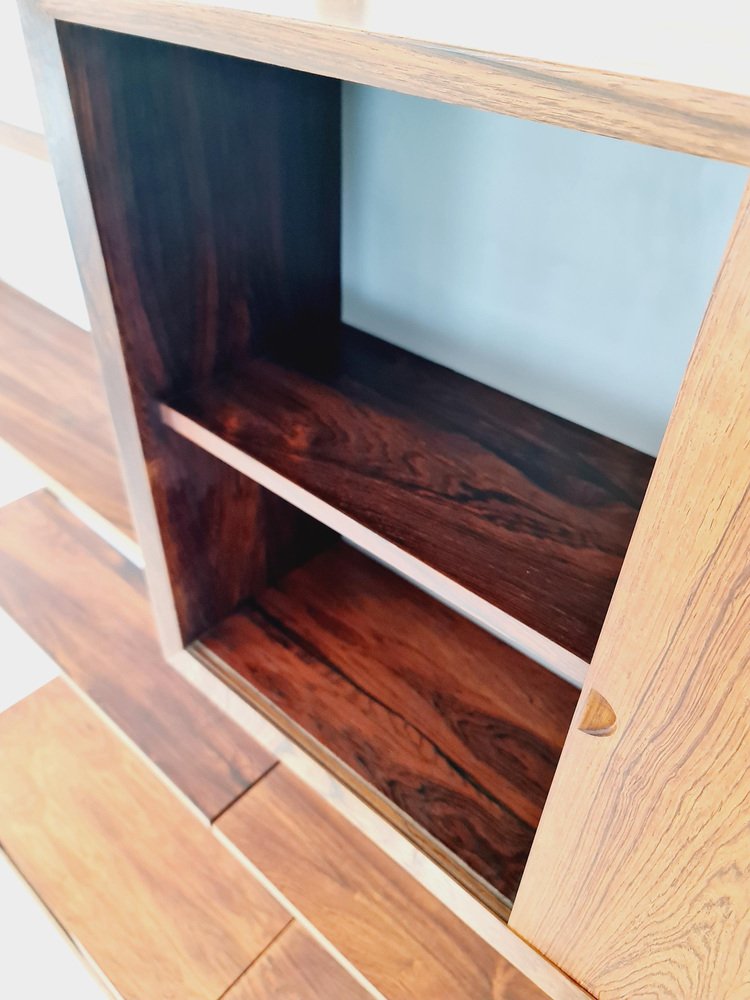 Big Mid-Century Danish Rosewood Wall Unit with 3 Cabinets by Poul ...