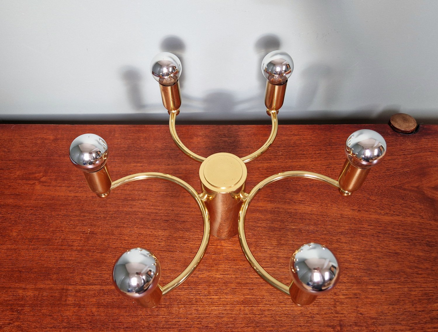 Vintage Brass Ceiling Light, 1970s for sale at Pamono