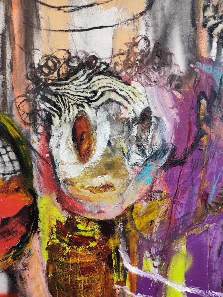 Juliane Hundertmark, Maskworld, 2024, Oil on Canvas for sale at Pamono