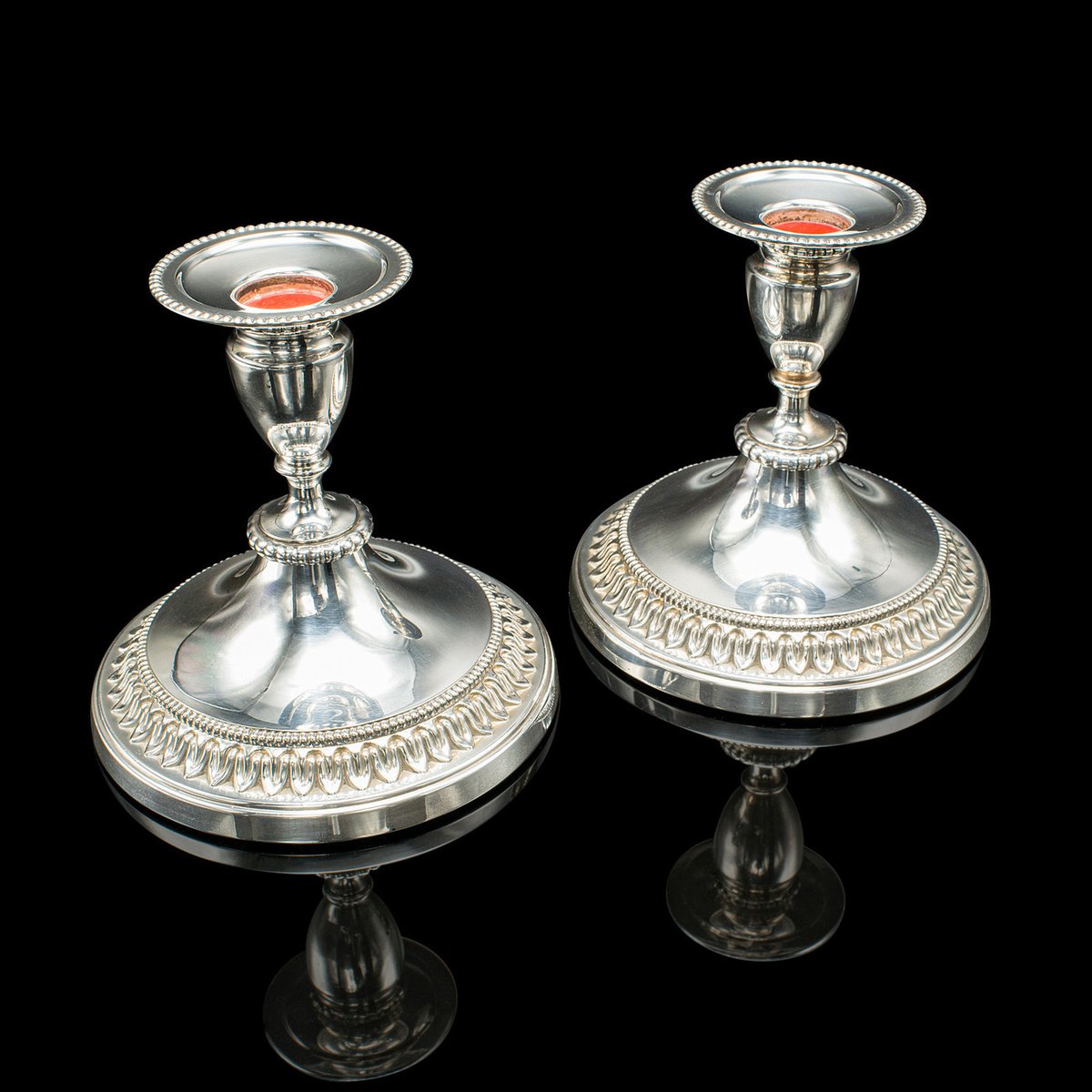 Vintage English Low Candleholders in Silver Plate, 1950s, Set of 2 for ...