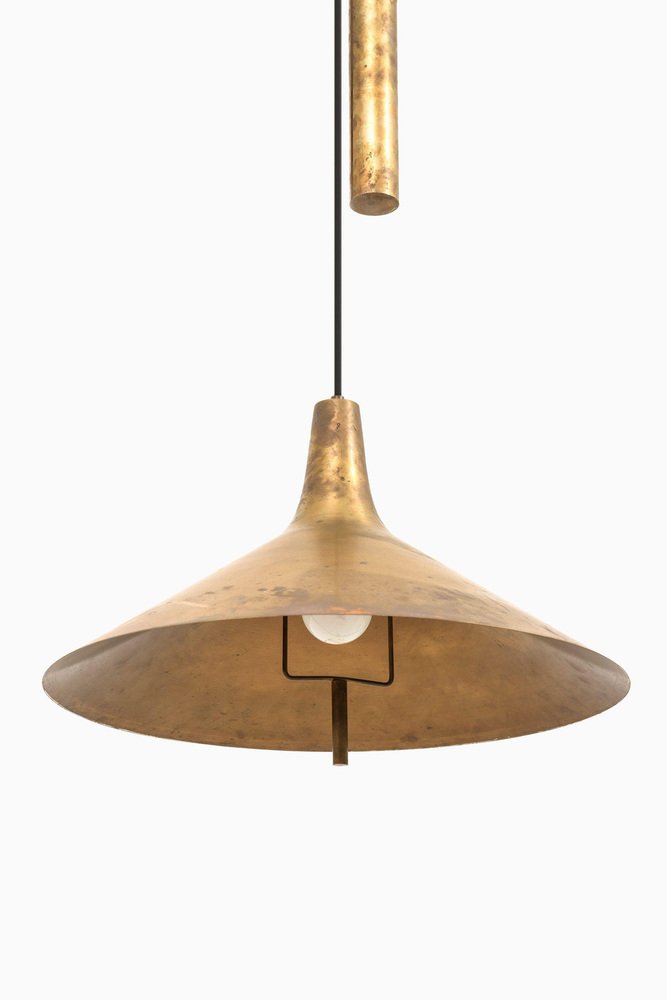 Height Adjustable Ceiling Lamp in Brass, 1960s for sale at Pamono
