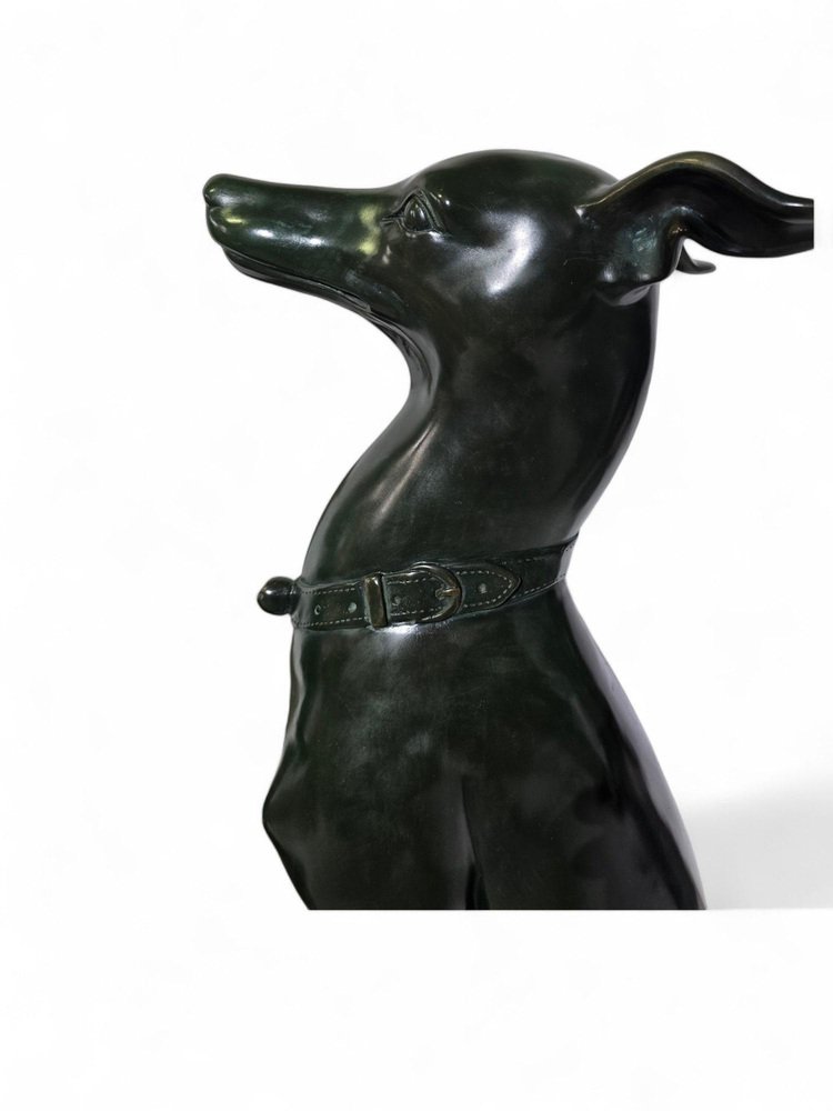 Italian Greyhound Statues in Green Patinated Bronze, 1950s, Set of 2 ...