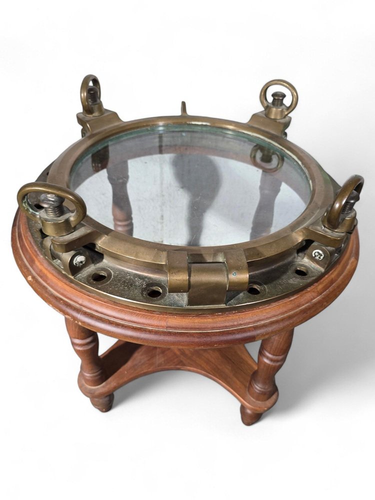 Brass and Glass Porthole Side Table, 1930 for sale at Pamono