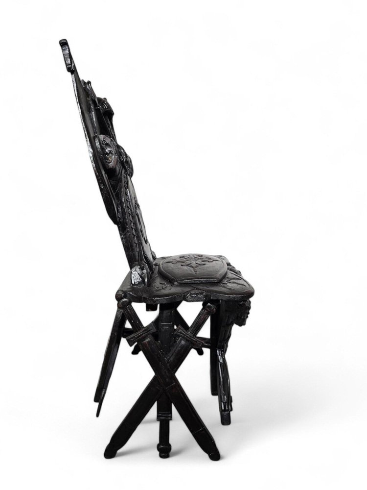 Carved Ebonised Wood Grand Tour Military Trophy Chair, 1860 for sale at ...
