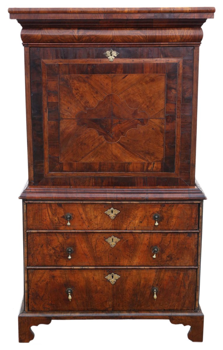 Antique Early 18th Century Queen Anne Inlaid Burr Walnut Escritoire ...